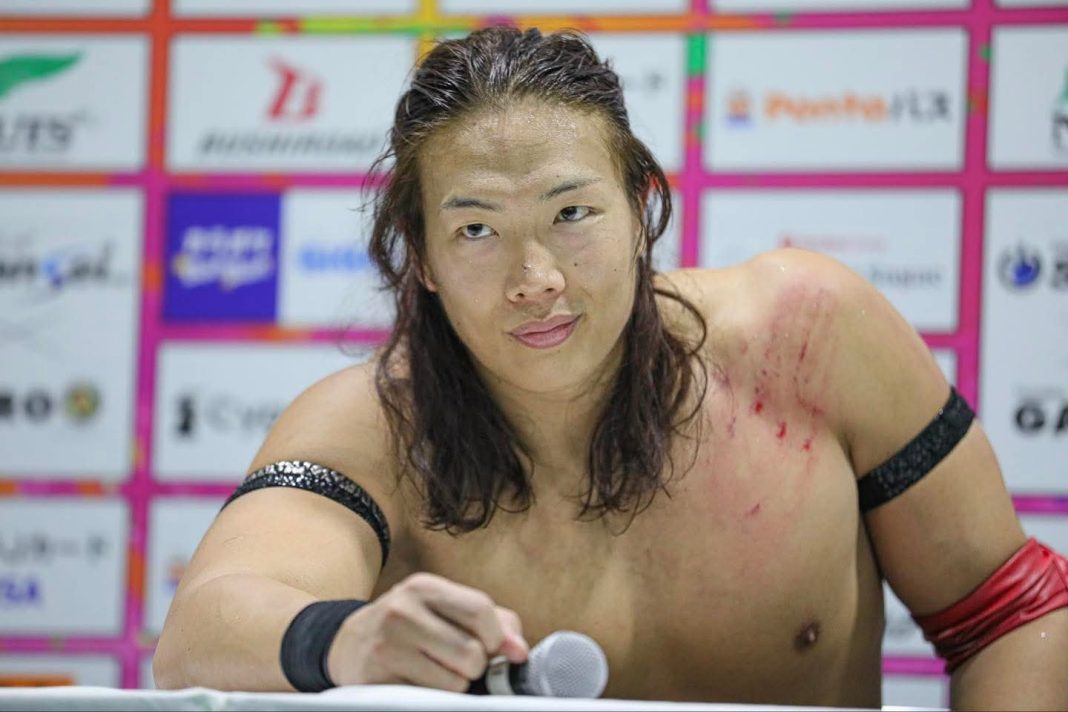 Konosuke Takeshita on wearing his red armband at Wrestle Kingdom ...